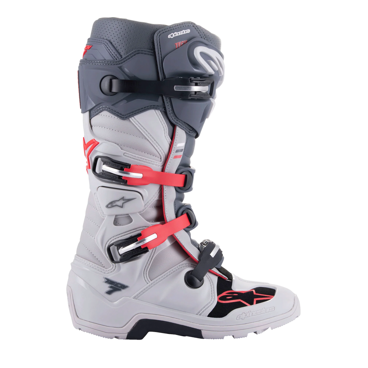 Alpinestars Tech 7 Enduro Boots - Light Grey/Dark Grey/Bright Red ...