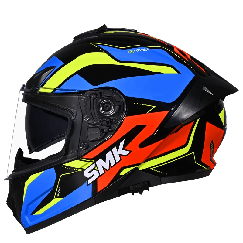 SMK Typhoon Azonix Helmet - GL257 Black/Blue/Yellow/Orange – Bike Kings