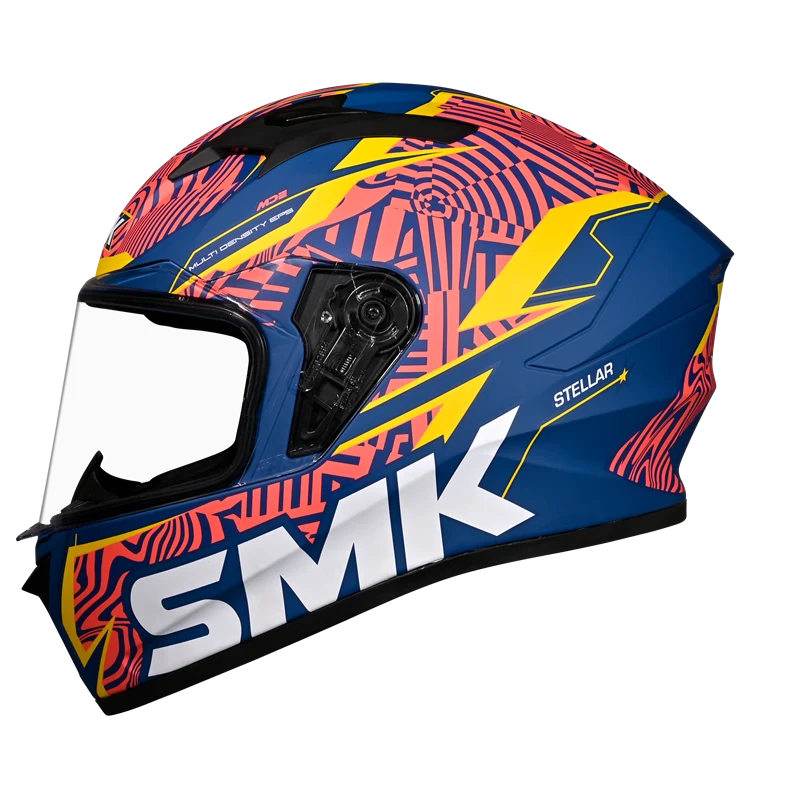SMK Stellar Fury MA534 Helmet - Blue/Yellow/Orange – Bike Kings