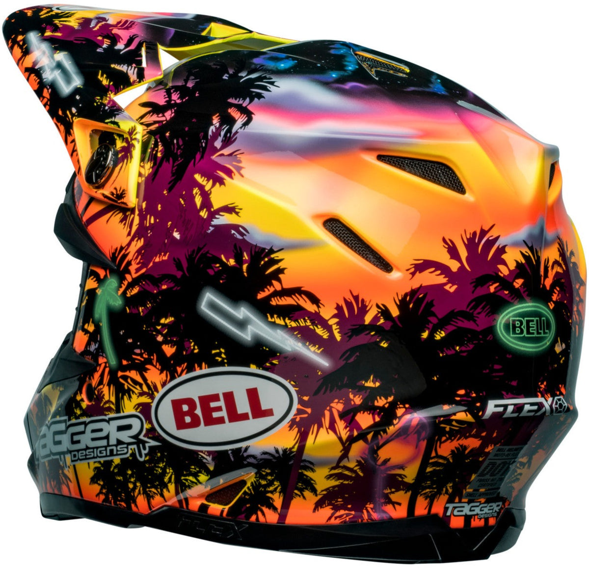 Bell 2023 Moto-9S Flex Tagger Tropical Fever Helmet - Yellow/Orange Gl ...